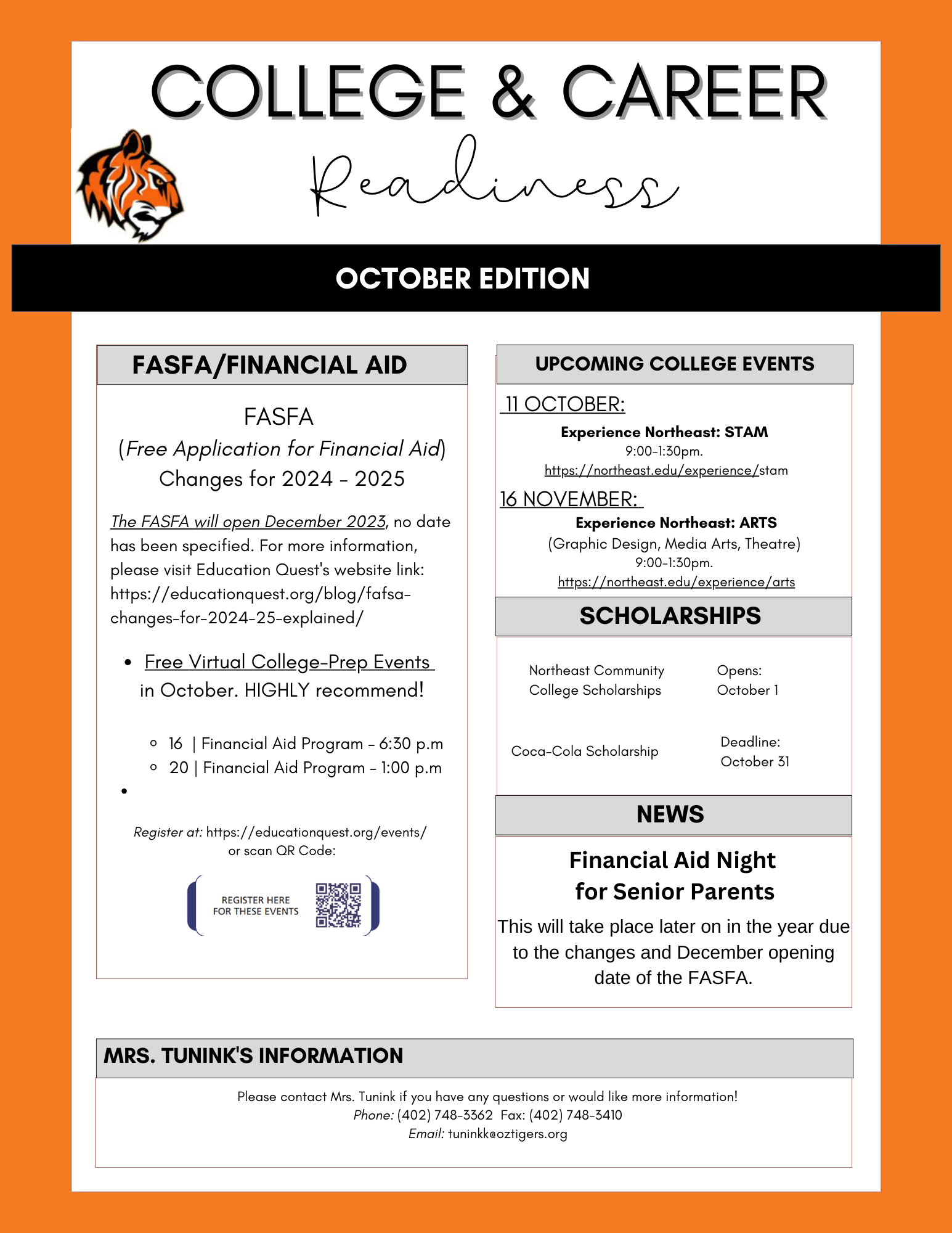 Osmond Community Schools - College & Career Readiness Newsletter - Oct.